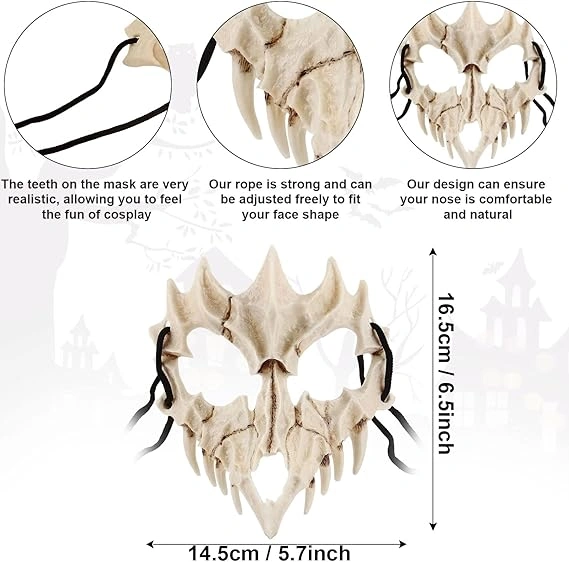 Guo Japanese Halloween Mask Resin Mask Half Face Skull Scary Mask ...