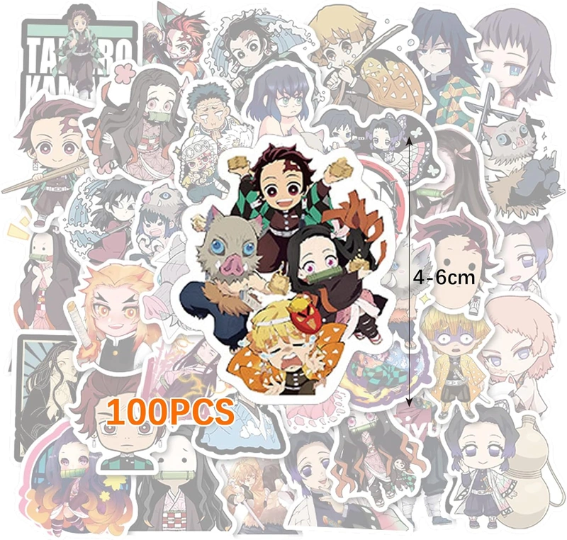 Guo 100 Sheets Demon Slayer Stickers ATVOYO-Bumper Stickers ...