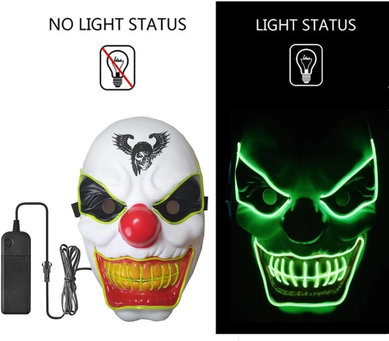 ZCtron Halloween LED Mask Clown Creepy Mask Death Skull Mask with 3 ...