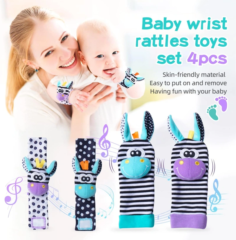 ZCtron Kotty Baby Wrist Rattles Foot Finder Toys Set,Toddler Rattle ...