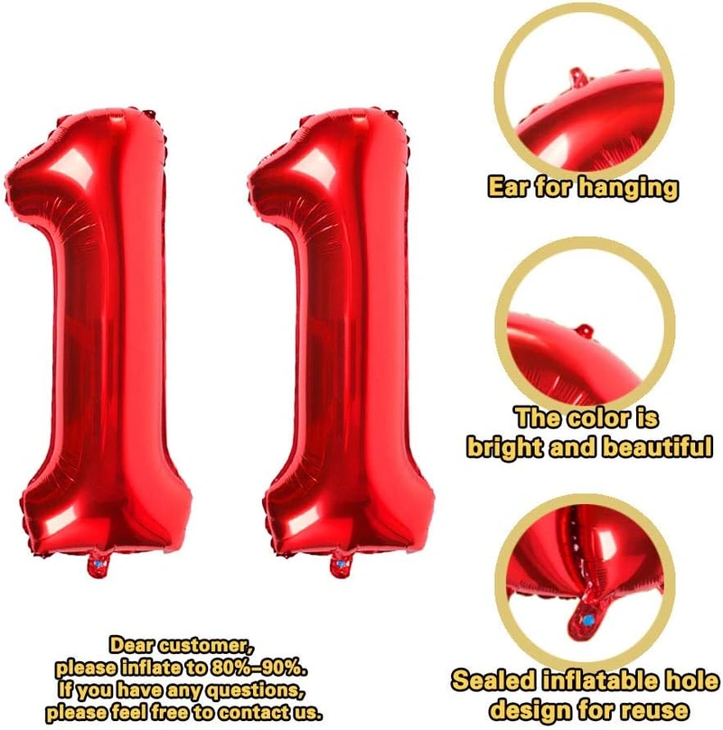 Guo Red Number 30 Balloons,40 Inch Birthday Number Balloon Party ...
