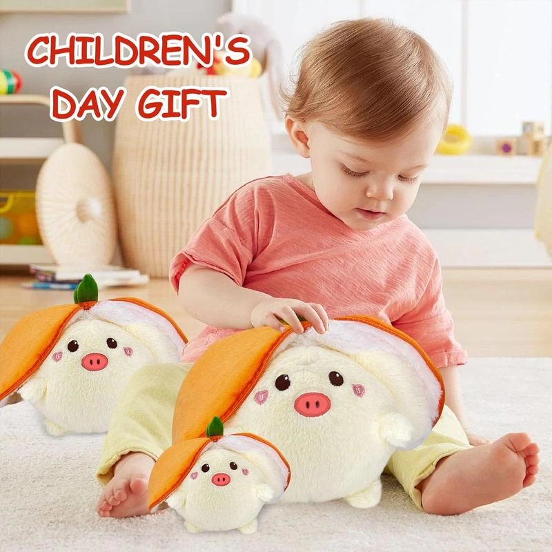 ZCtron Reversible Persimmon Turn Into Pig Zip Plush,Funny Stuffed ...