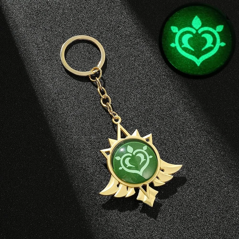 Guo Genshin Impact Vision Luminous Keychain, Gold Game Figure Key Chain ...