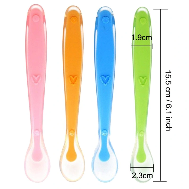 Guo Toddler Utensils Set Soft Silicone Spoons for Baby, Feeding Tarning ...
