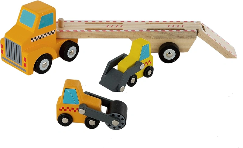 ZCtron Wooden Car Toys for Toddlers,Tractor Trailer,Mini Front Loader ...