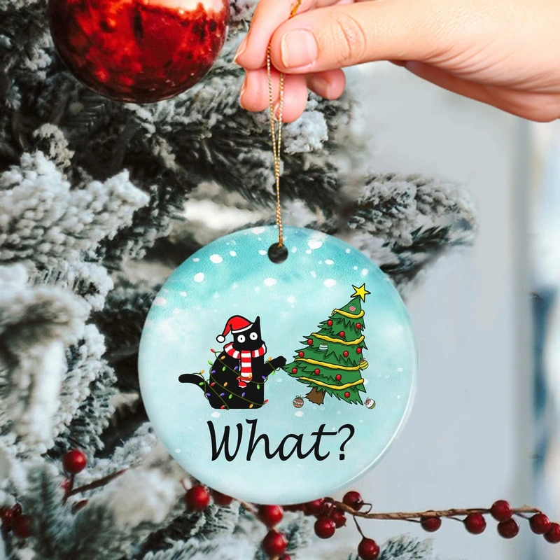 ZCtron Funny Black Cat Ornaments Decorations for Christmas Tree,Gifts ...