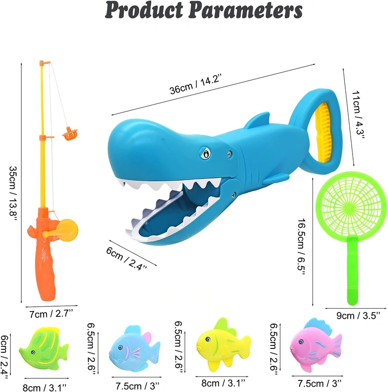 ZCtron Bath Toys,Shark Grabber Bathub Baby Toy Magnetic Fishing Games ...