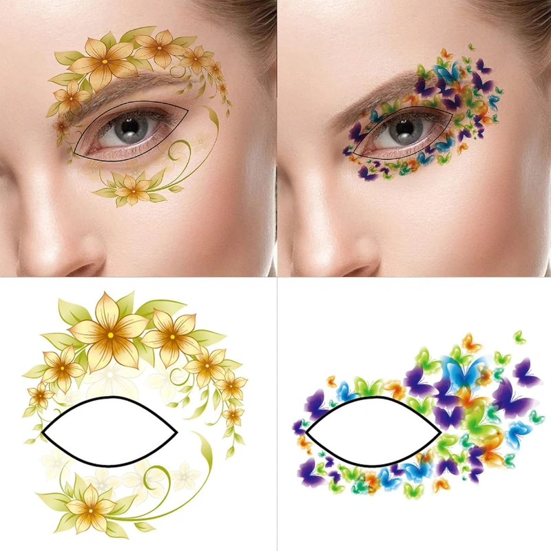 ZCtron 12 pcs,Eye Shadow Stickers Eyeliner Decals Butterfly Flowers ...