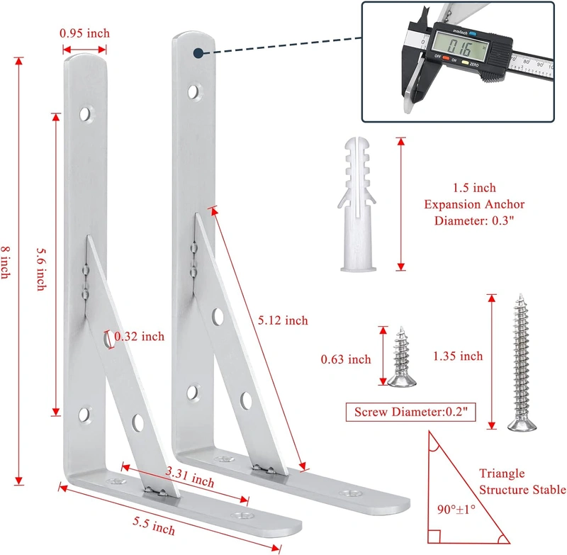 Guo Solid Shelf Brackets 8 Inch,L Brackets Heavy Duty Shelf Brackets ...