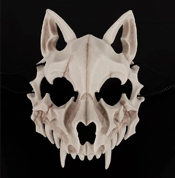 Guo Japanese Halloween Mask Resin Mask Half Face Skull Scary Mask ...