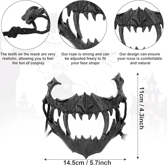 Guo Japanese Halloween Mask Resin Mask Half Face Skull Scary Mask ...