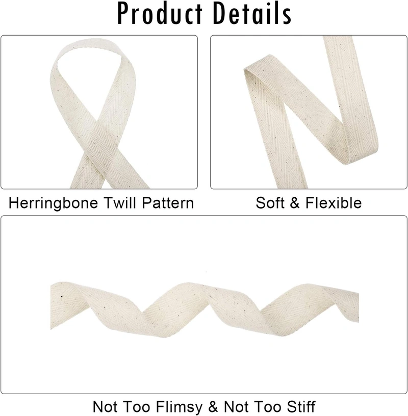 ZCtron Twill Tape Ribbon Soft Natural Twill Tape Herringbone Webbing ...