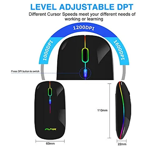 MMk Bluetooth Dual-Mode Slim Rechargeable Wireless Mouse Black ...