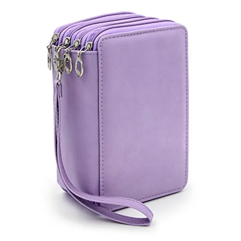 BTSKY 72 Slots Pencil Case with Compartments Purple 7.8 x 5 x 3.5Inch ...