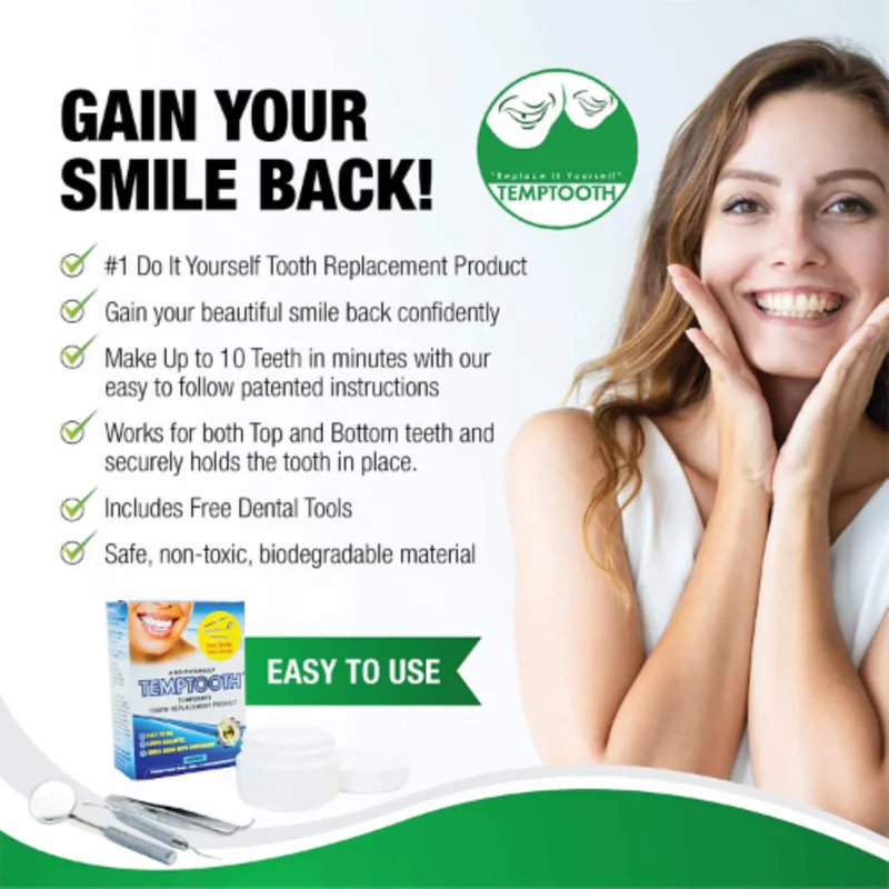 Temptooth Temporary Tooth Replacement Product With Dental Tools ...