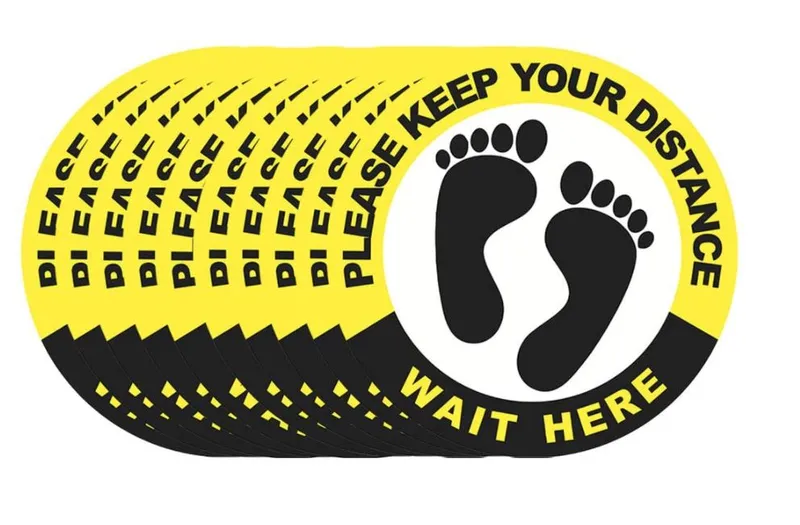 Prime - 10 Pack Social Distancing Floor Decals, 11" Round Removable ...