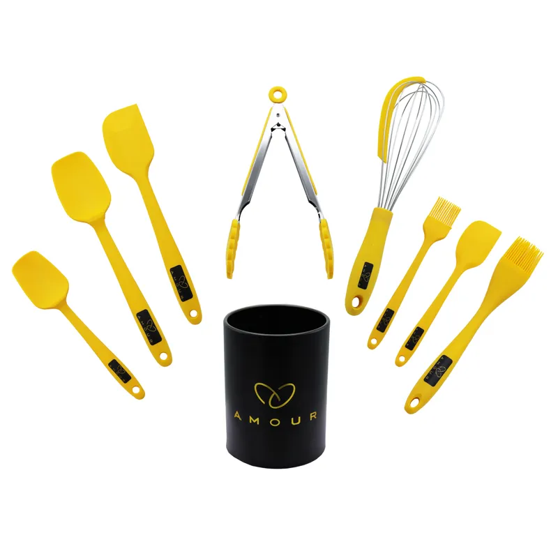 Amour Ultra Premium Silicone Spatula 9 Pcs Set, Yellow Rubber Spatulas ...