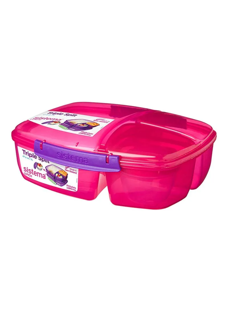 Sistema Triple Split Lunch Box With Lid Pink | Wholesale | Tradeling
