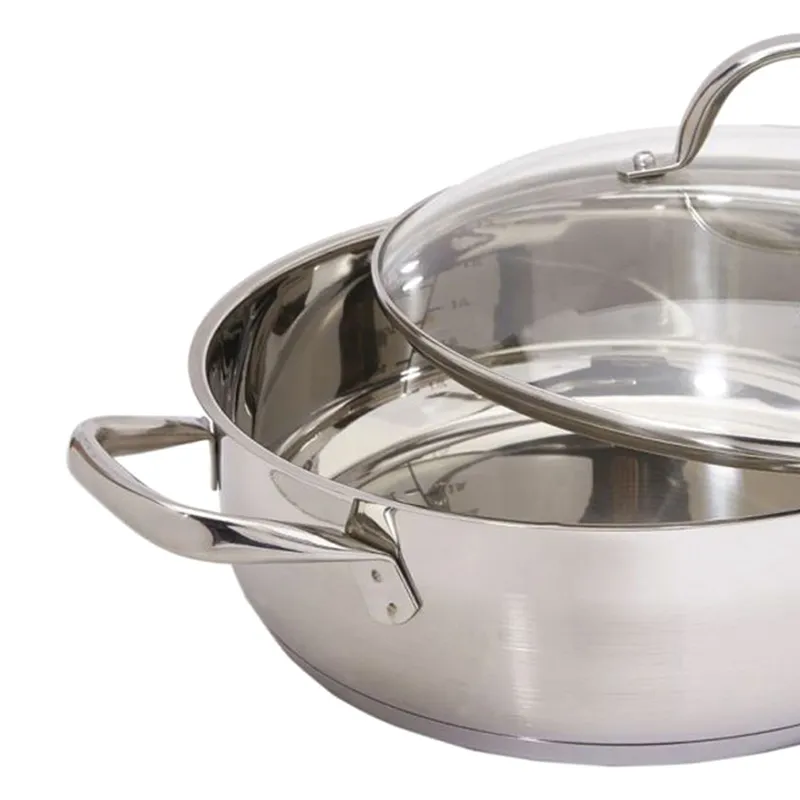 Bergner Gourmet Shallow Pot With Lid Silver 28 cm BG9845 | Wholesale ...