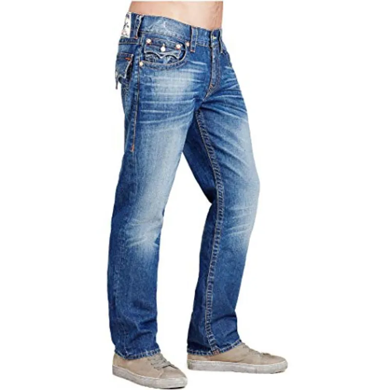 SZ Last Adventure Blue Men's Ricky Straight Back Flap Jeans 28W / 34L ...