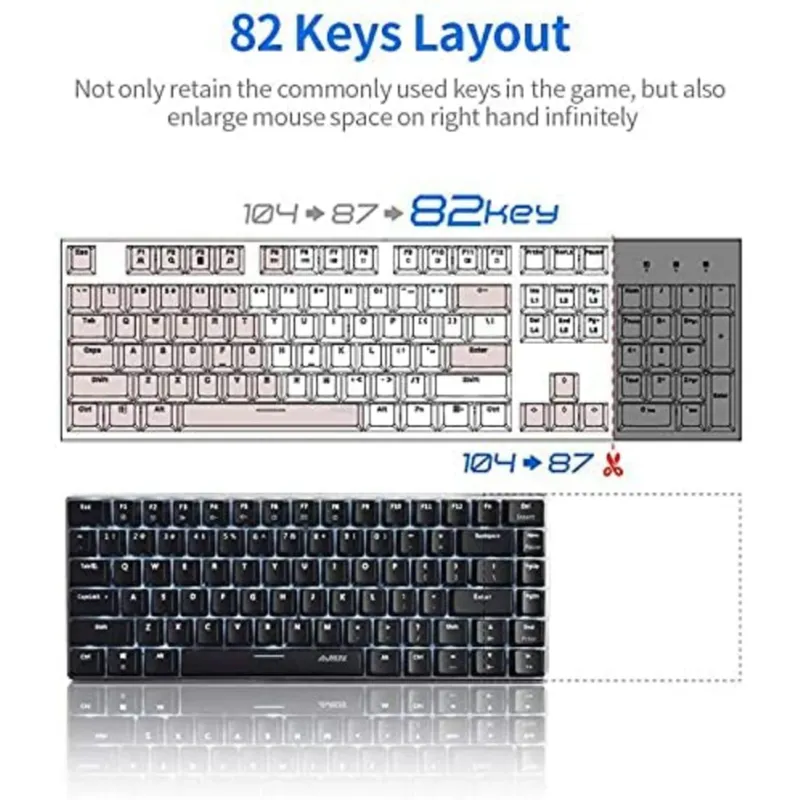 Ajazz Ak33 Mechanical Keyboard 82 Keys USB Wired Gaming Keyboard With Backlight, White ...