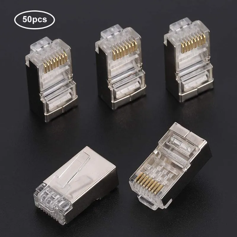 Pack Of 50 Cat6 Rj45 Plug, 8P8C Gold Plated Ethernet Network Cable ...