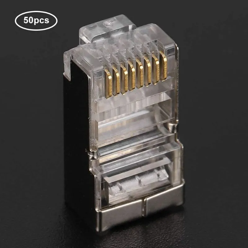 Pack Of 50 Cat6 Rj45 Plug, 8P8C Gold Plated Ethernet Network Cable ...