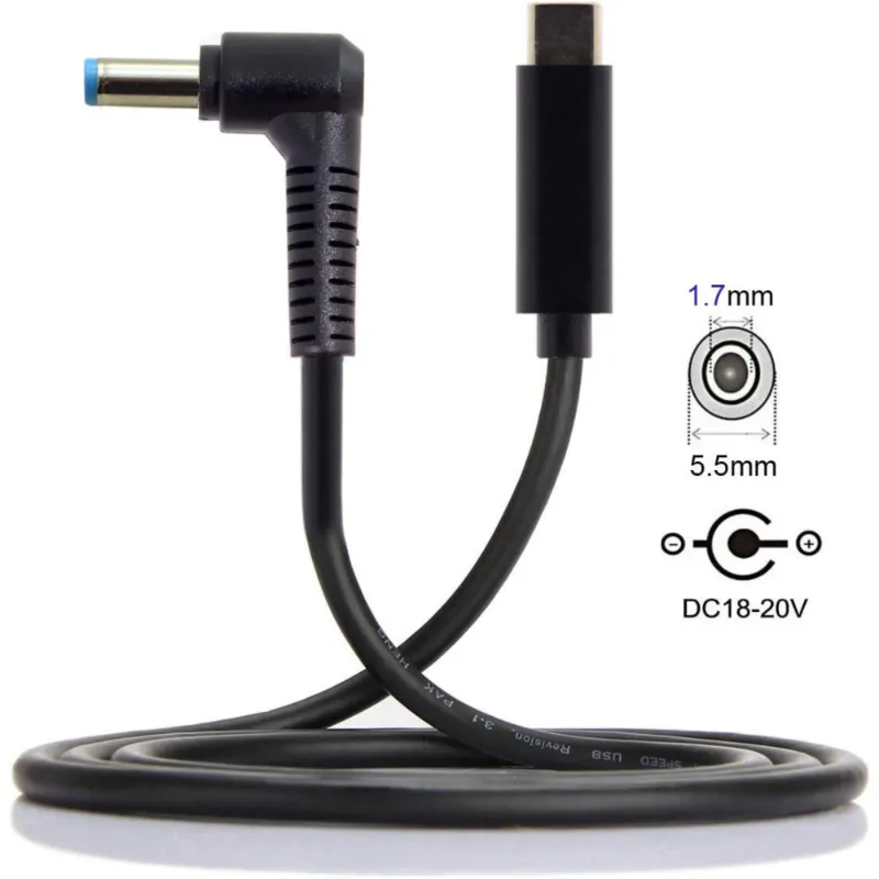 Type C Usb-C Input To Rectangle 5.5X1.7Mm Power Pd Charge Cable For ...