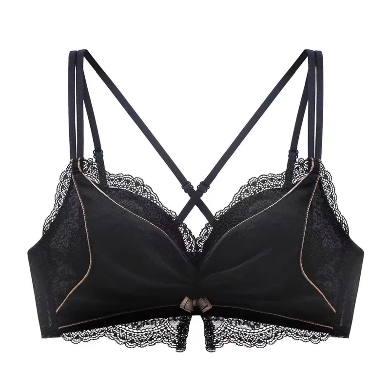 Meng Xuanhan Lace Thin Strap Adjustable Bra, Black, 38/85A | Wholesale | Tradeling