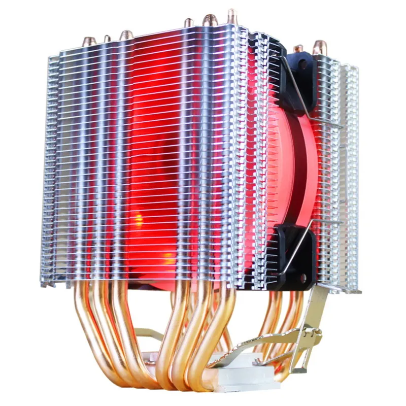 6 Copper Tube Cooling 4-Wire Single Fan Aurora Red Light Cpu Radiator ...