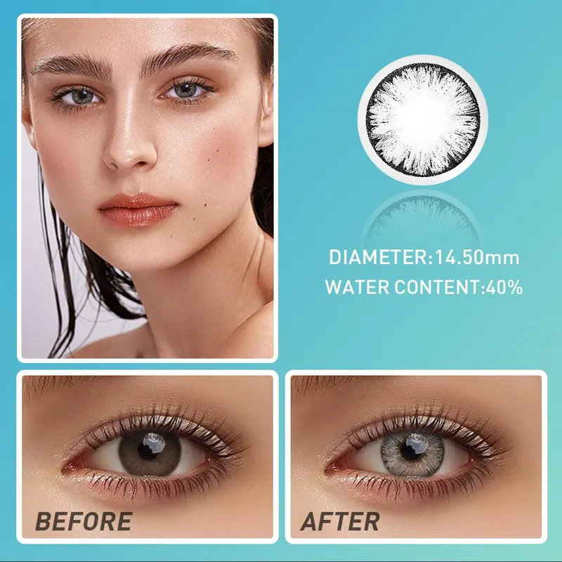 Ojotrend 1Pair Colored Contact Lens Big Eye Girl Halloween Eyes Cosplay Contacts Lenses Power -1 ...