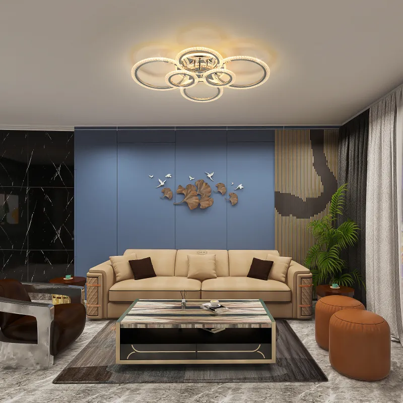 xiaoyu 72W LED Ceiling Light 6400LM Chrome Color 6 Ring Lighting ...