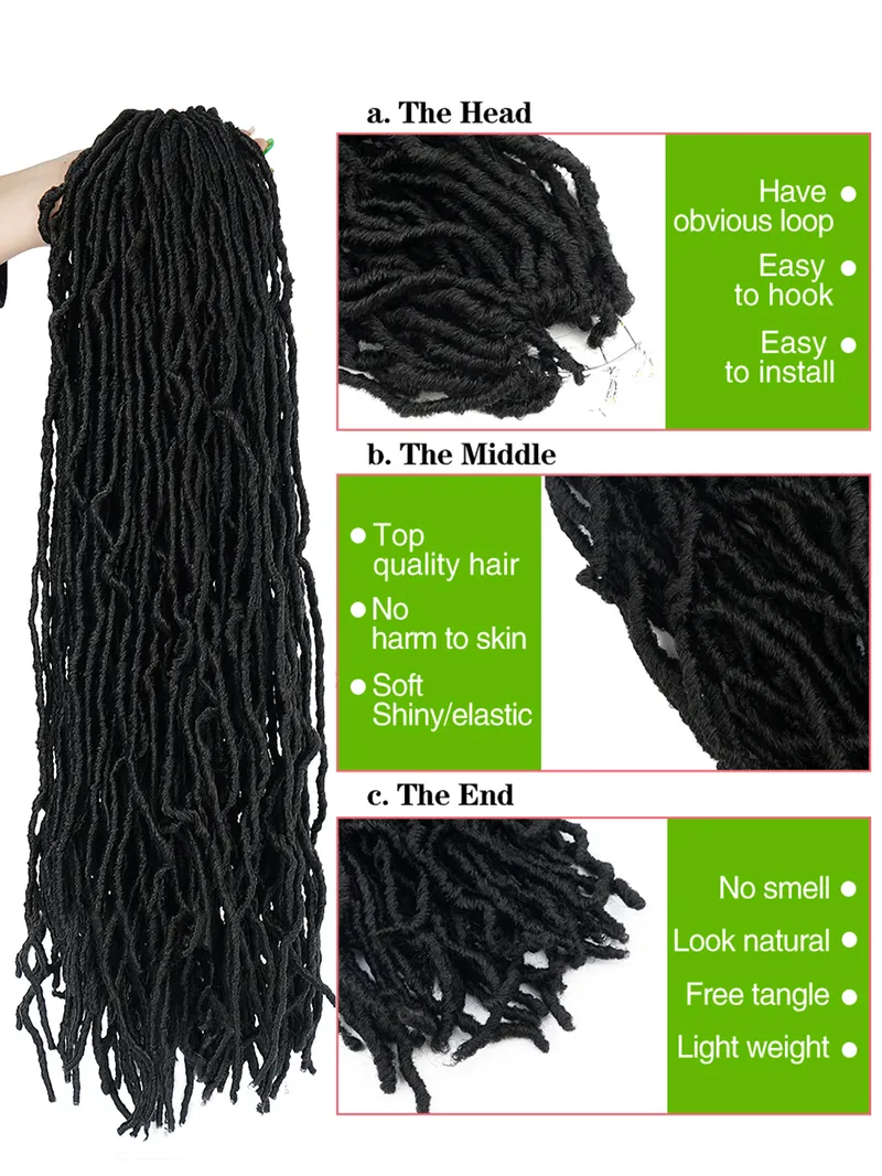 18 Inch 6 Packs Nu Faux Locs Crochet Hairs Synthetic Hair Extensions ...
