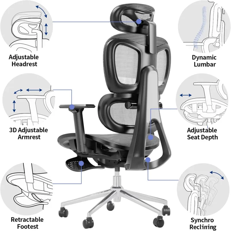 Patiomage Ergonomic Mesh Office Chair With 3d Adjustable Armrest, High ...