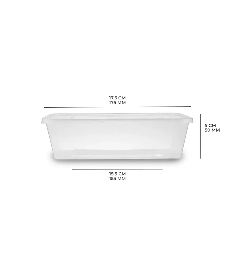 Metro food pack Disposable Food Storage Microwavable Rectangular Container With Lid Clear 650ml ...